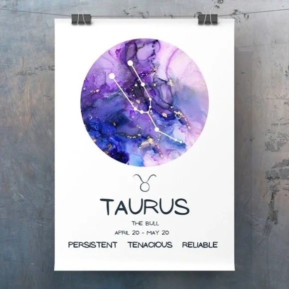 Triad Art & Design | Art | Taurus Zodiac Alcohol Ink Purple Blue ...